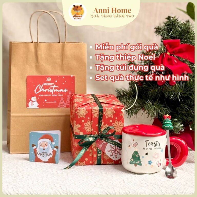 Ly Noel | Có nắp sứ và muỗng | Anni Home - Anni Handmade